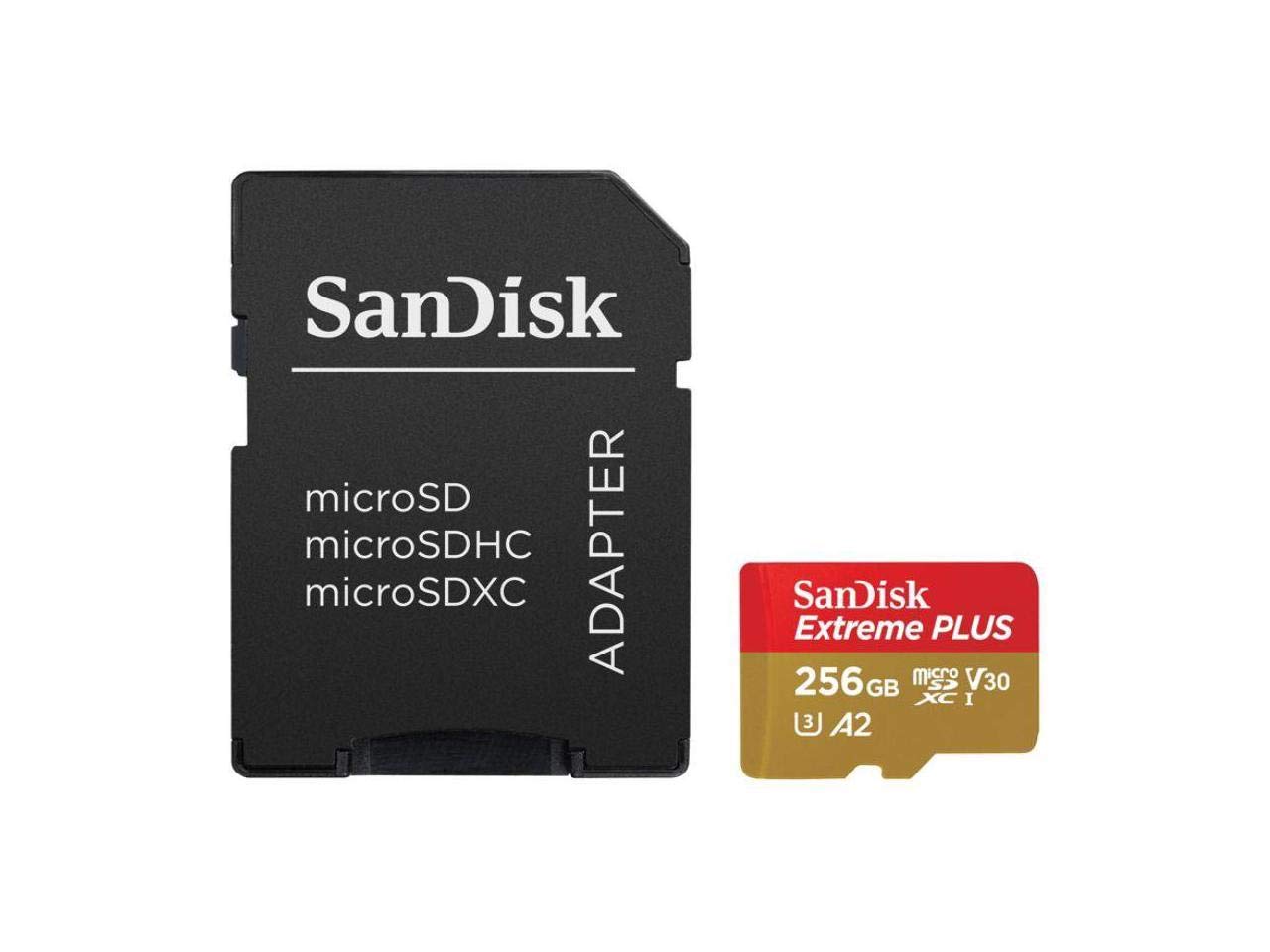 SanDisk Extreme Plus 256GB microSDXC Card with Adapter UHS-I, U3, A2, V30 - SDSQXBZ-256G-ANCMA