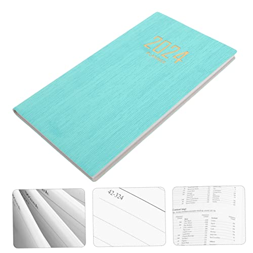 Tofficu Planner Book Academic Diary 2024 Undated Planner Weekly and Monthly Weekly Pocket Planner To Do List Pad English Agenda Planner Notebook Work Notes Multifunction Imitation Leather