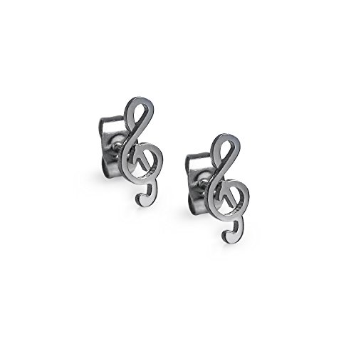 Silverline Jewelry Small Stainless Steel Musical Note Stud Earrings for Women & Girls | Treble Clef Stud Earrings