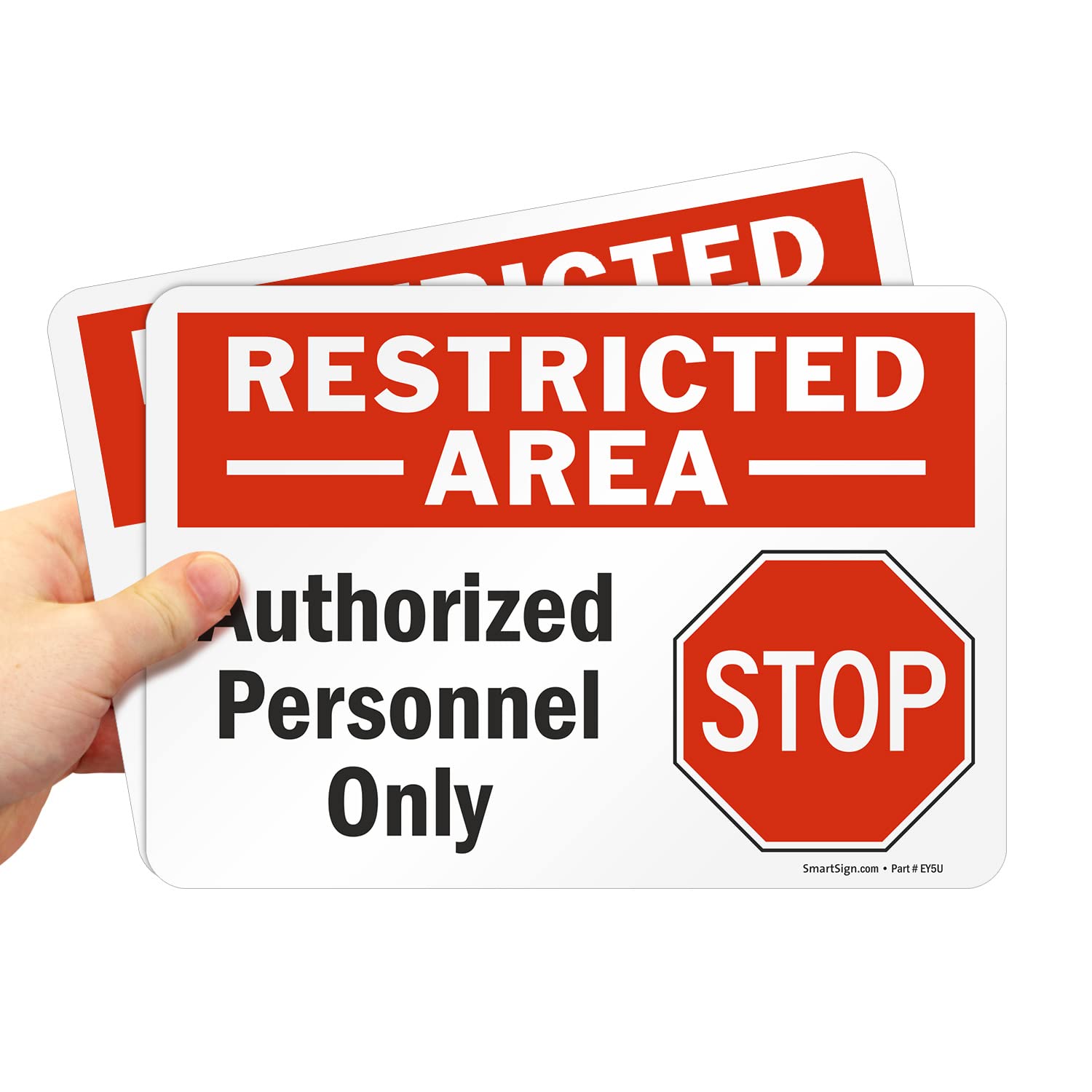 SmartSign “Restricted Area - Authorized Personnel Only” Labels | 7" x 10" Laminated Vinyl Sticker with Heavy-Duty Adhesive (Pack of 2)