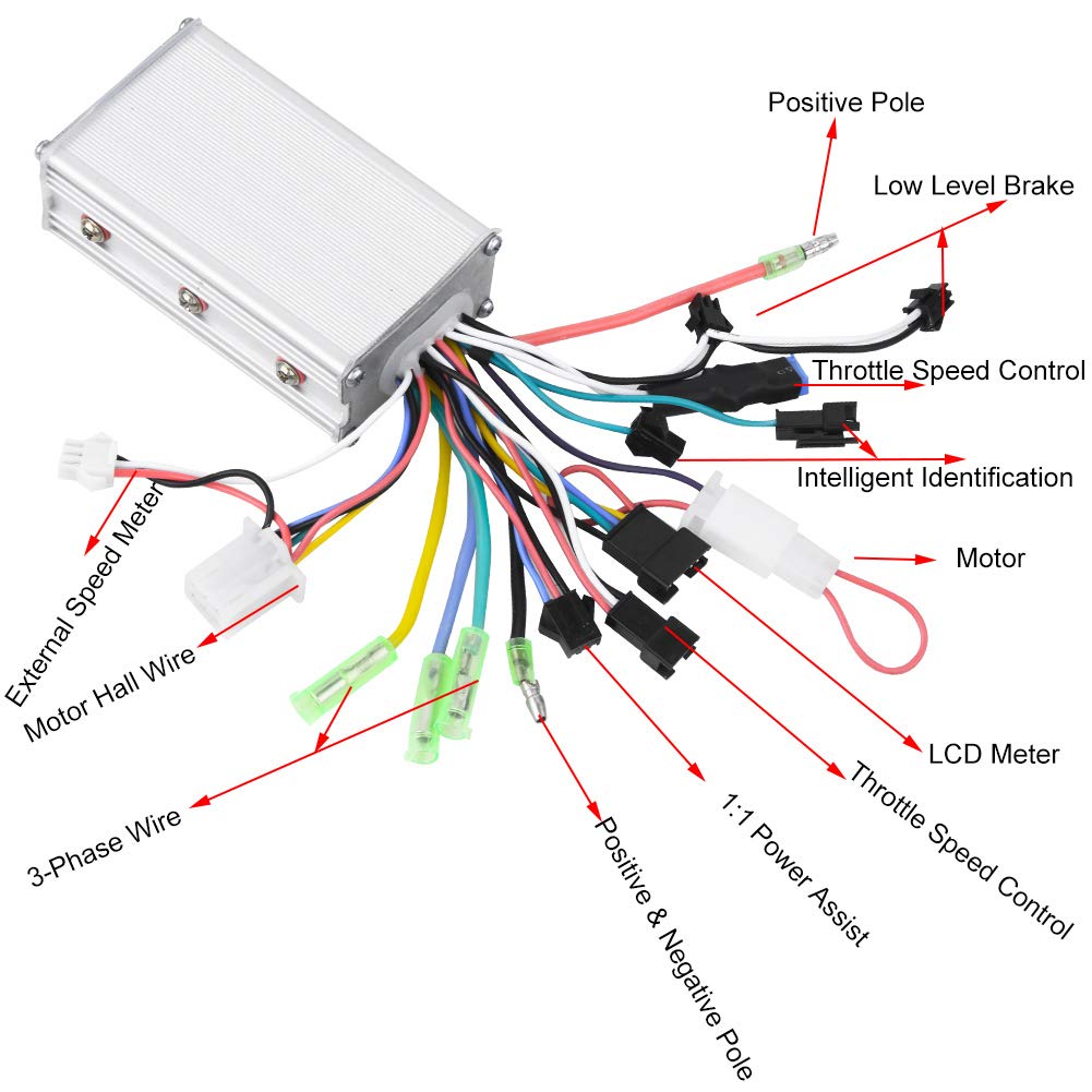 Tbest Motor Controller,24V/36V 250W/350W Brushless Motor Controller LCD Panel Kit for E Bike Electric Bike Scooter