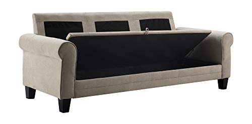 Serta Copenhagen 2 Two or Three Person Living Room Couch with Soft Foam-Filled Cushions, Easy-to-Clean Microfiber Upholstery, 77" Sofa with Storage, Beige