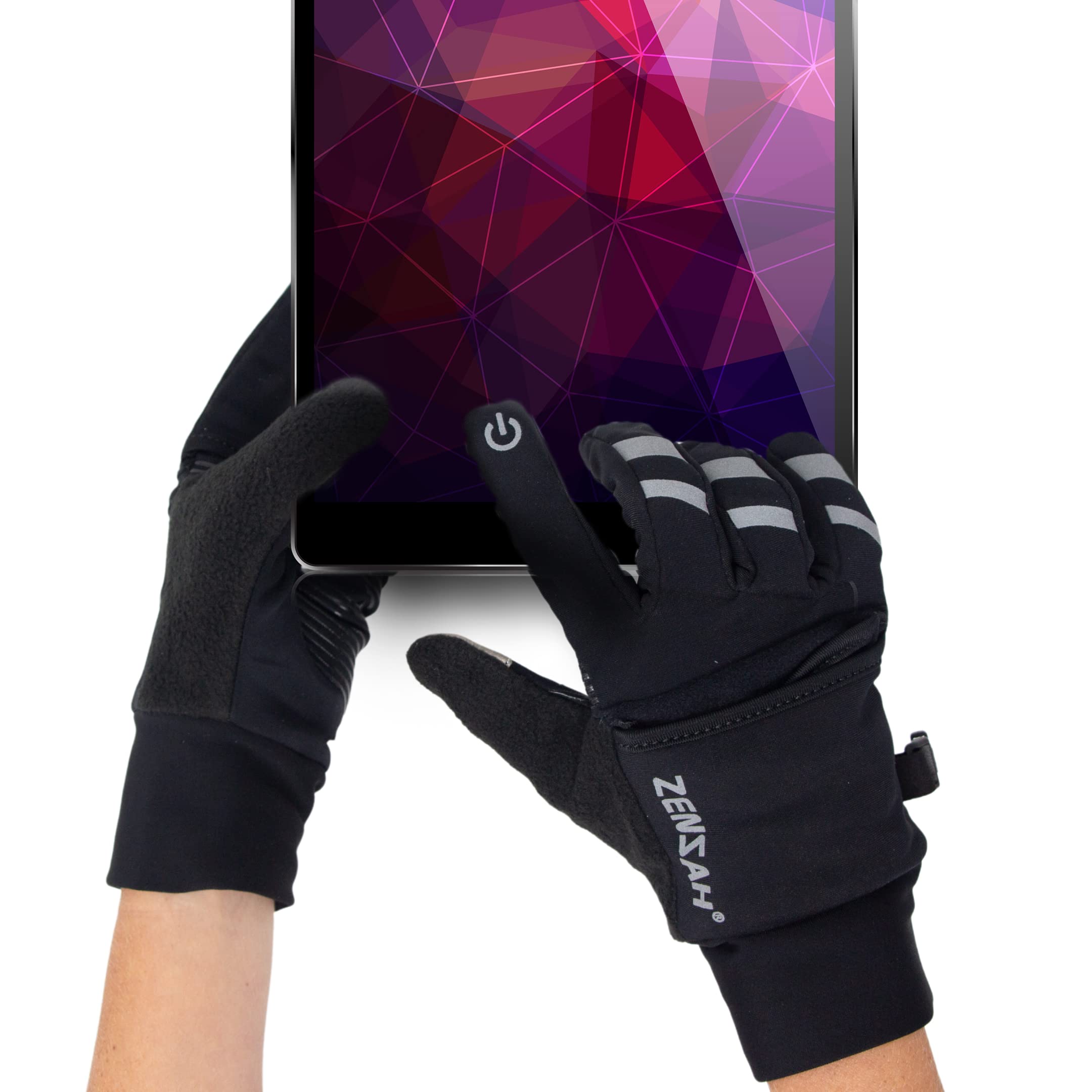 Zensah Convertible Running Mittens and Gloves - Warm Touchscreen Cold Winter Gloves for Women and Men (Black, Medium)