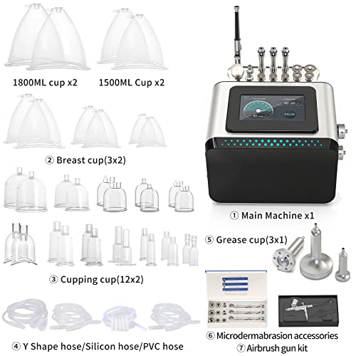 Vacuum Therapy Machine with 1800ML Cups and 3 Tier Heavy Duty Beauty Trolley Cart with Wheels