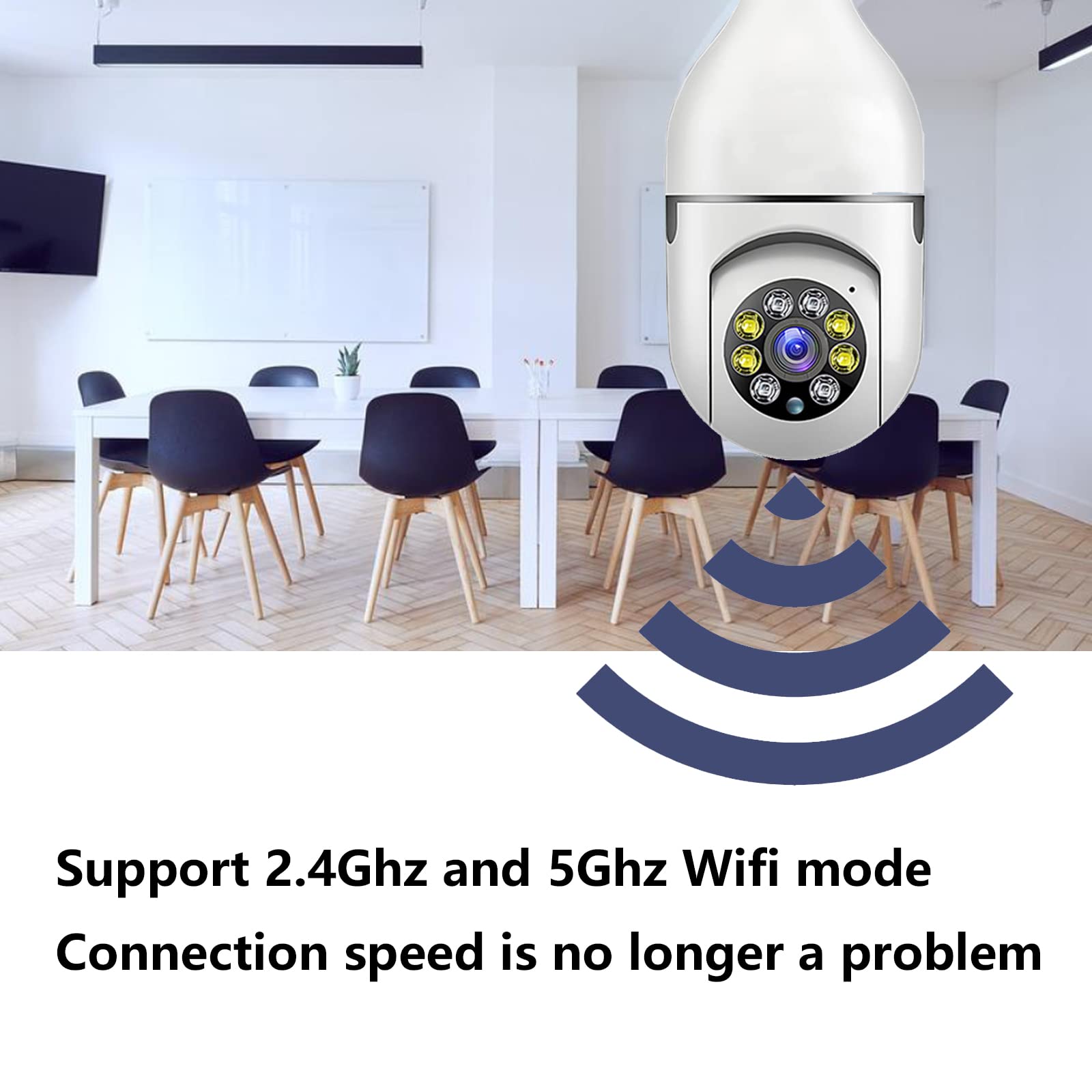 SSYING 2PCS Light Bulb Camera, 1080P 2.4G/5.0GWireless Light Bulb Camera WiFi Outdoor 360 Degree, Light Bulb Security Camera with Motion Detection, Two-Way Audio,Free Cloud Storage