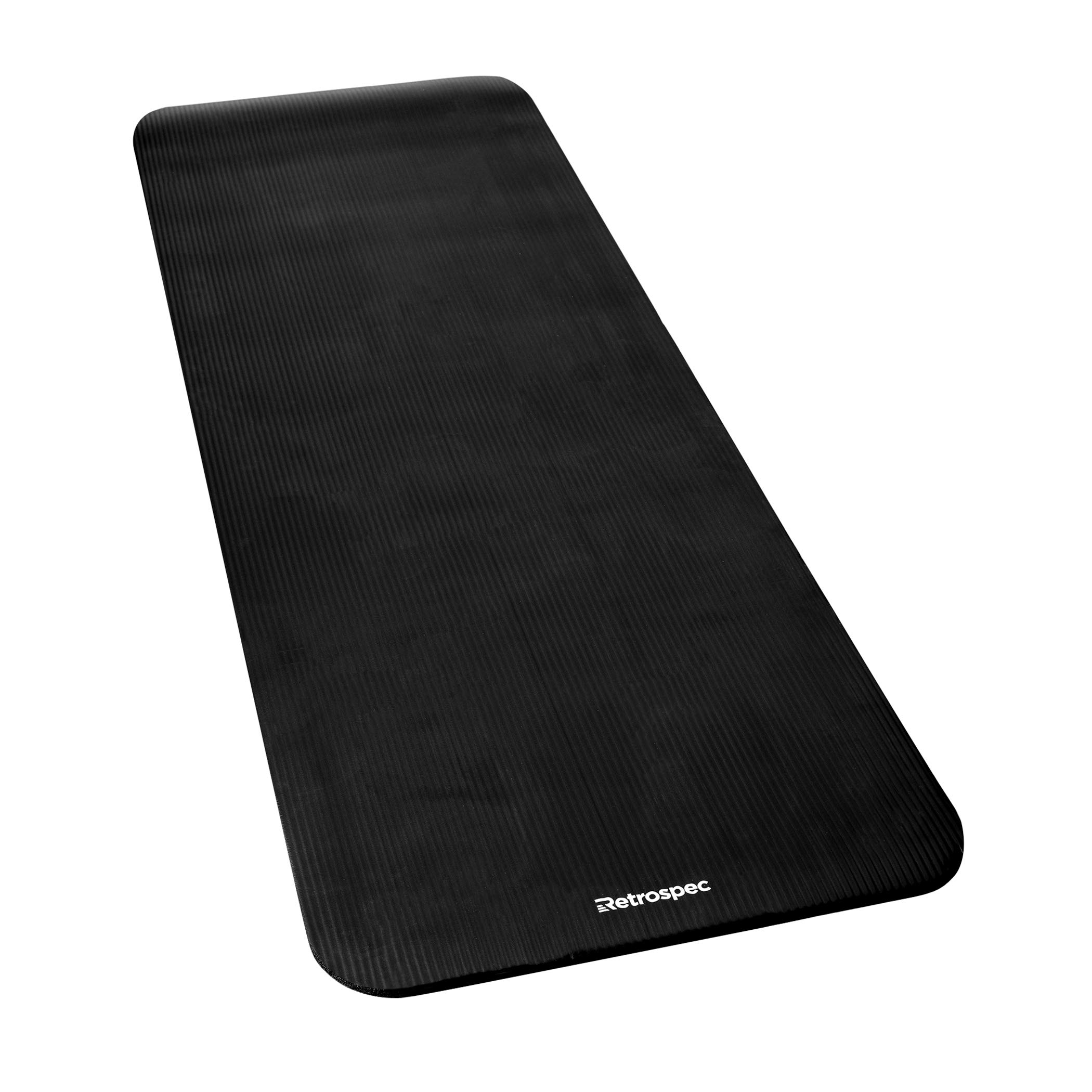 Retrospec Solana Yoga Mat Thick w/Nylon Strap for Men & Women, Black, 1/2 inch (3406s)