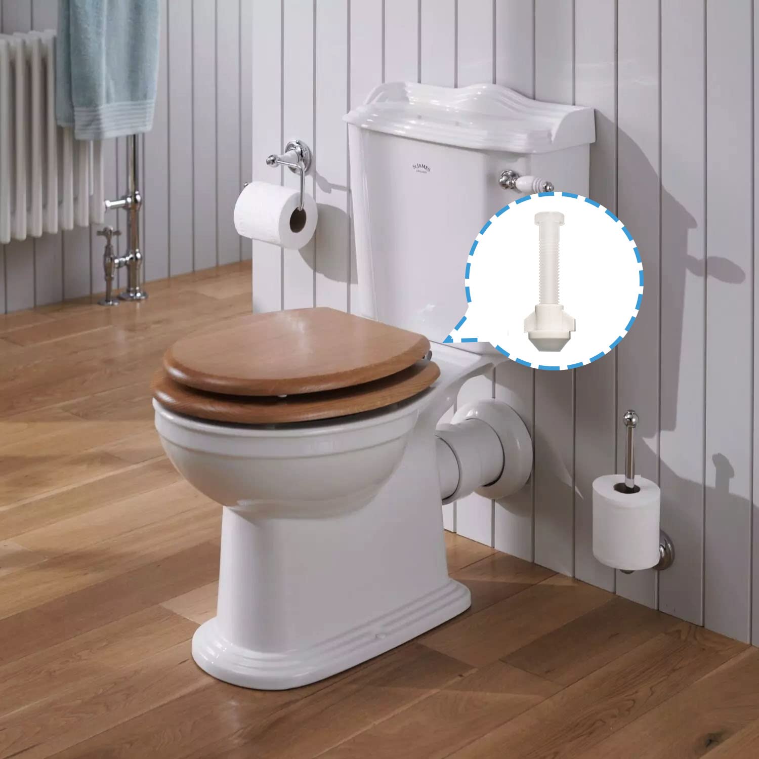 Toilet Seat Parts, Including Screw and Nut,Replacement Plastic Toilet Seat Hinges, For Top Mount Toilet Seat Hinge, 2 Pack (White)