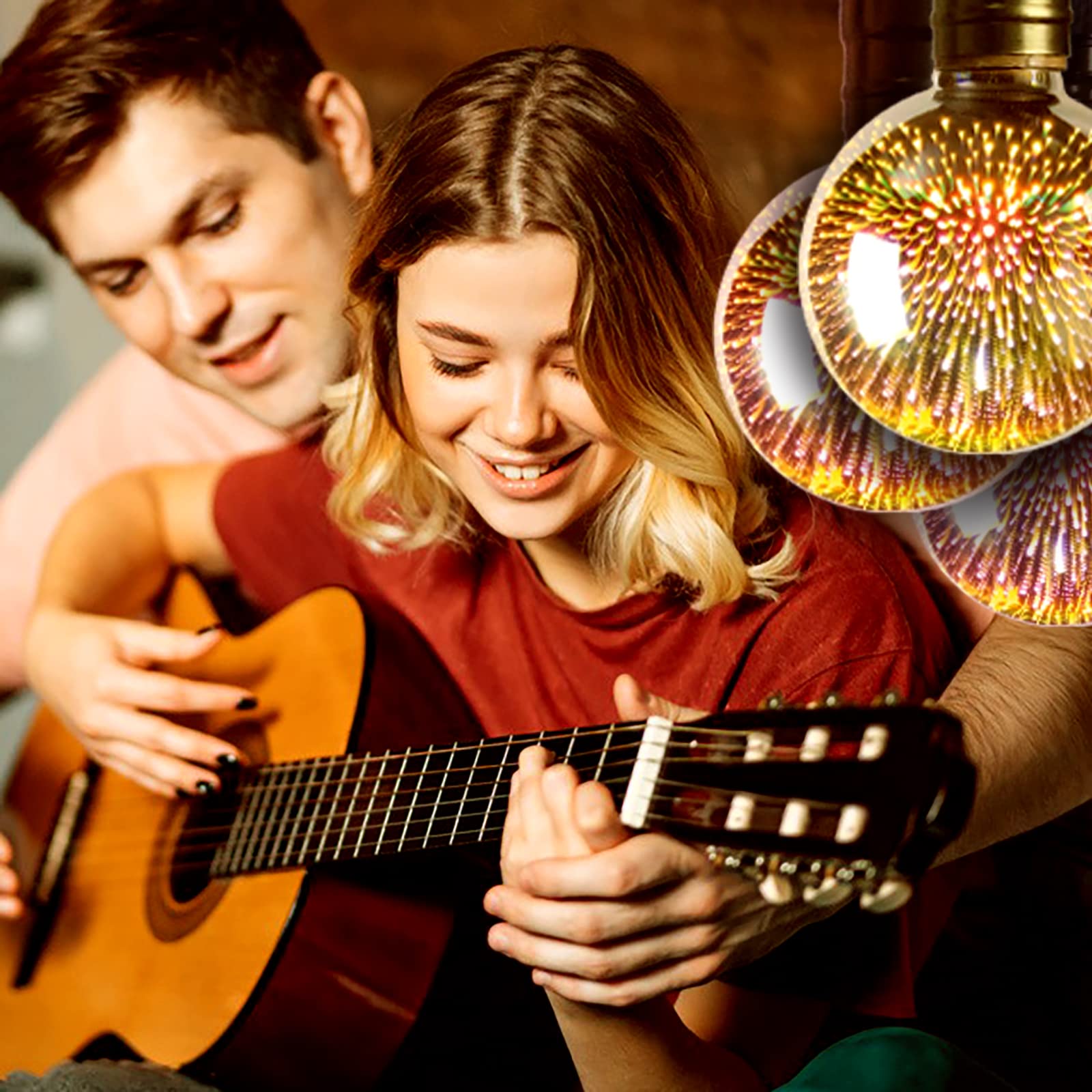 VANGPI Firework Light Bulb, Decorative 3D LED Bulb, E27, 4.5W, AC85-265V, 3.7x5.1 inch, for Home, Party, Bedroom, Disco(1 PC)
