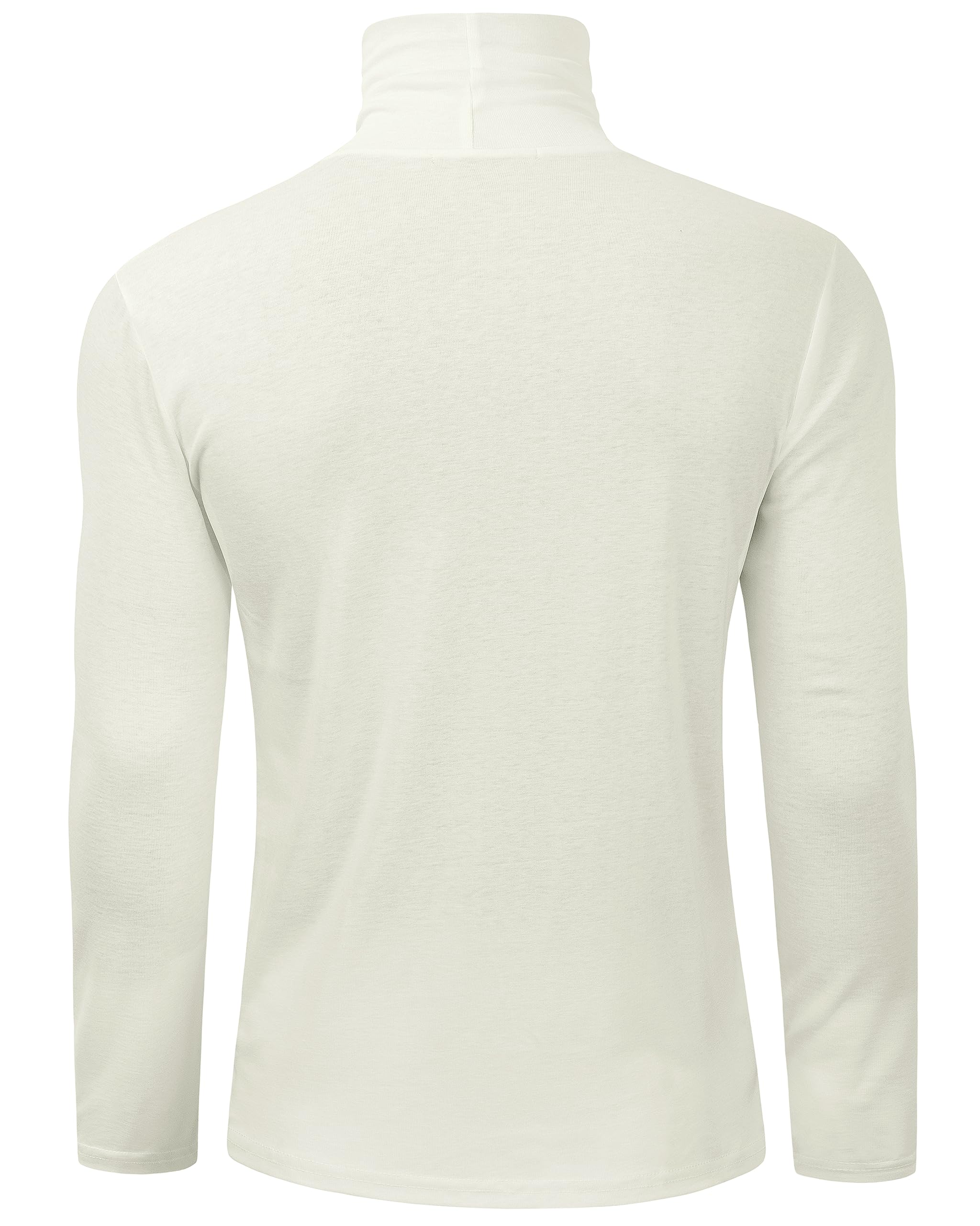 TAPULCO Men's Long Sleeve Knitted Textured Fashion White Slim Fit Thin Lightweight Turtle-Neck T-Shirt Casual Stylish Ski Jumpers Solid Turtleneck Ivory X-Large