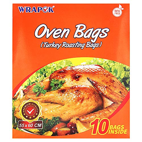 WRAPOK Oven Cooking Bags Large Size Turkey Roasting Baking Bag For Meats Ham Ribs Poultry Seafood, 21.6 x 23.6 Inch - 10 Bags Total(Pack of 1)