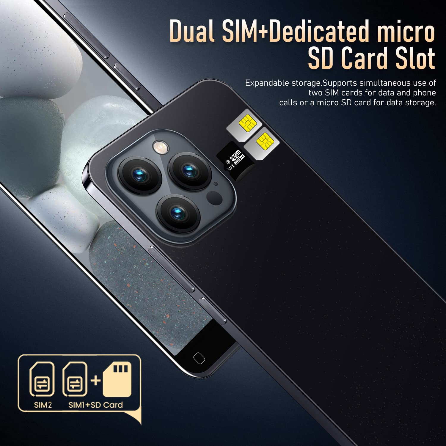 PrzSay Cheap Mobile Phone, 5.0" IPS Display, Android 9.0, Dual SIM, Dual Cameras, 1GB RAM+16GB ROM (Expandable to 128GB), Support: WiFi, Bluetooth, GPS 3G Smartphone (i14Pro-Black)