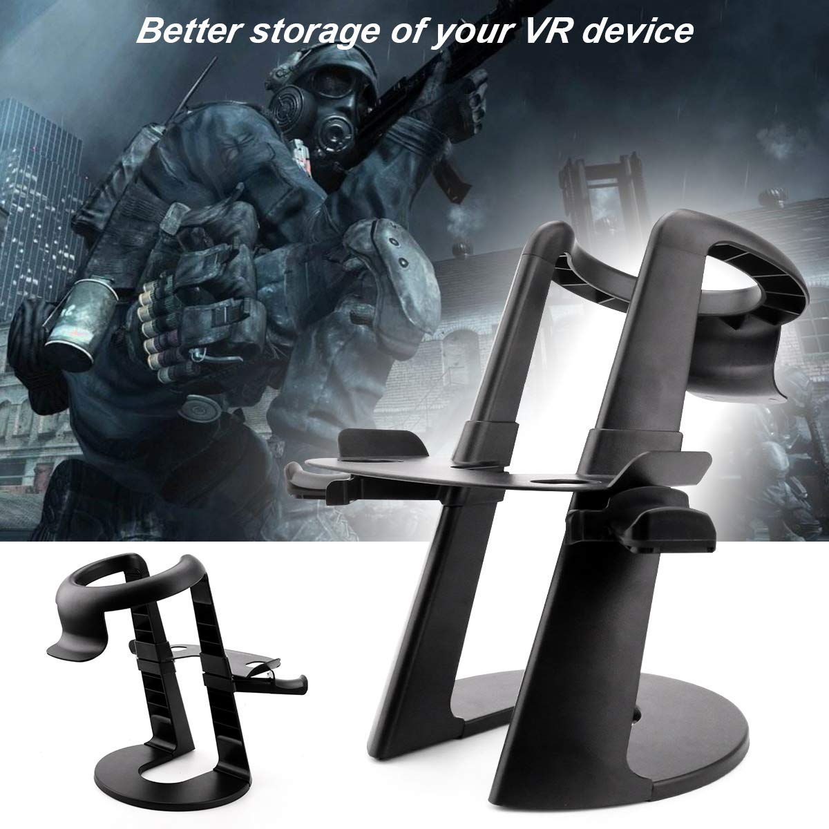 VR Stand, VR Headset Stand, Virtual Reality Headset and Controllers Holder, VR Headset Display Holder and Controller Mount Station for Oculus Quest, Quest2/Rift/Rift S/GO/Valve Index