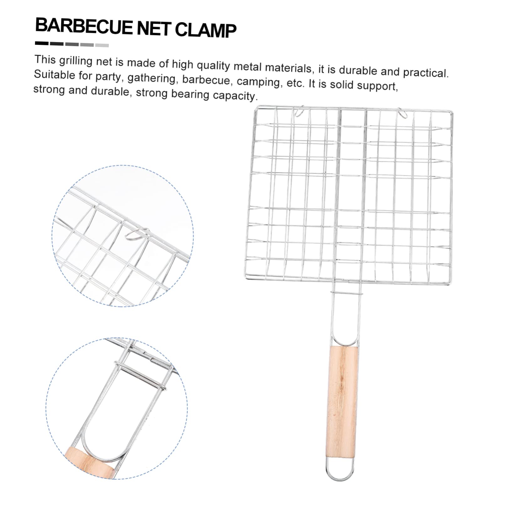 SECFOU 1pc BBQ net Cooking Fish Grill Rack Holder Stainless Steel Grill Grate Cooling Racks Barbeque Grill Grilling Basket Fish Grill Basket Folding Grill Smoker Iron Barbecue Hamburger