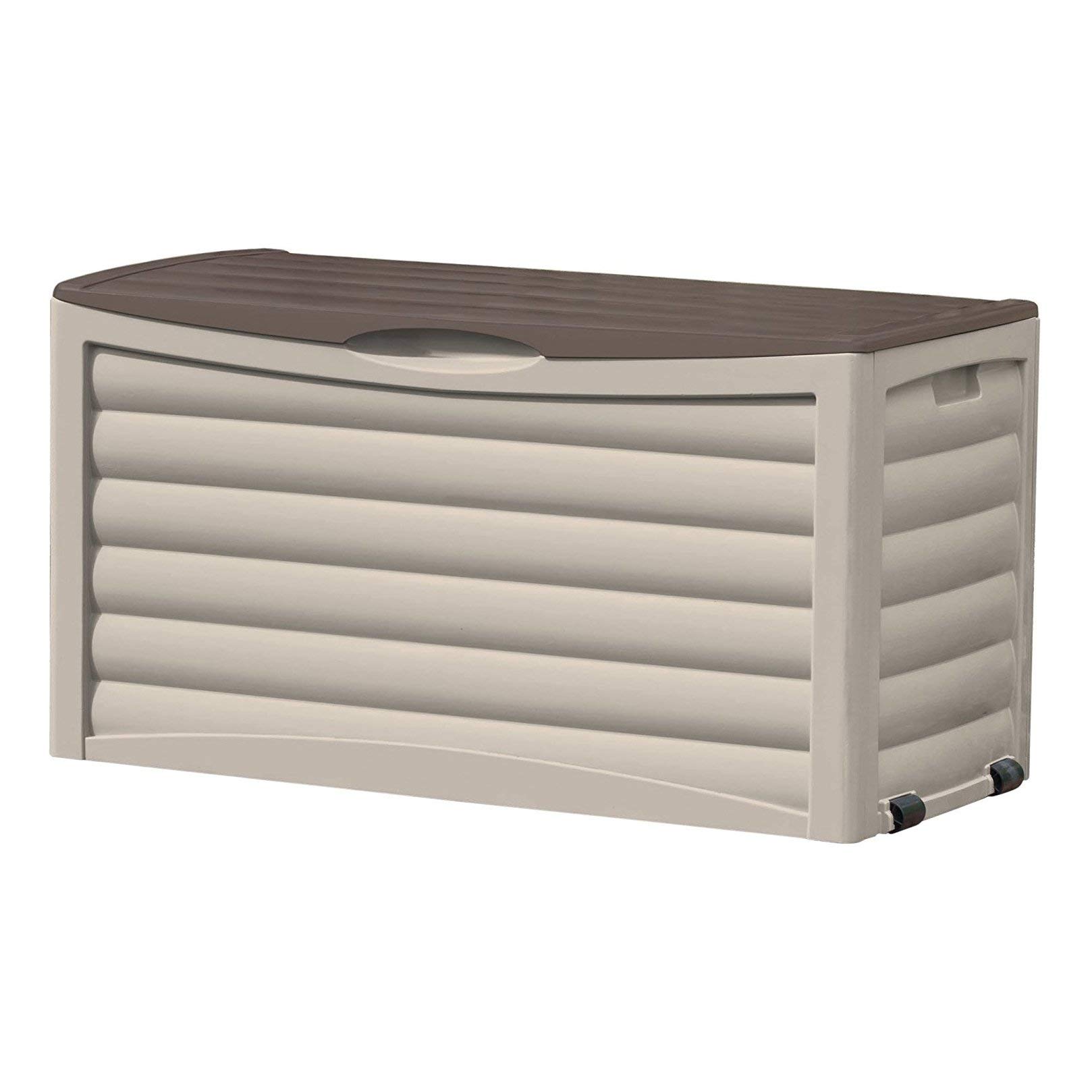 Suncast DB8300 83 Gallon Resin Outdoor Patio Storage Deck Box, Taupe (2 Pack)
