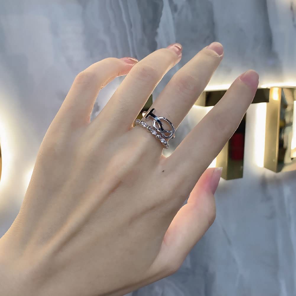 Women's Wedding Rings Personalized Sterling Silver Rings 925 Wedding Proposal Rings Engagement Gifts (Color : Silver, Size : 7)