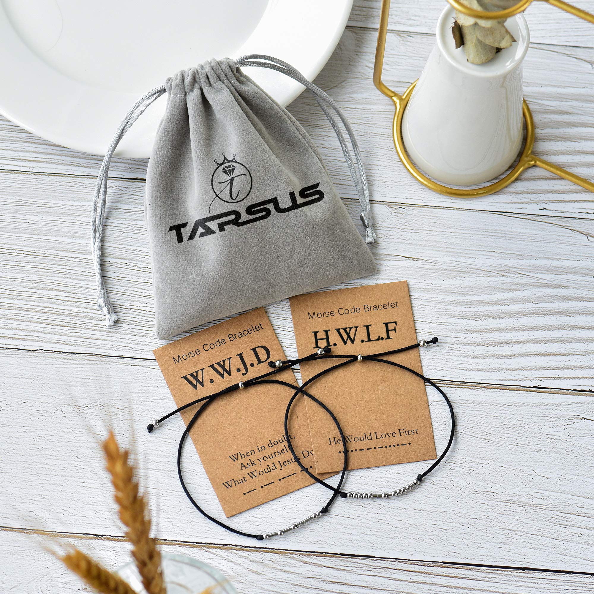 Tarsus WWJD HWLF Bracelets What Would Jesus Do He Would Love First Bracelet Morse Code Gifts for Women Girl