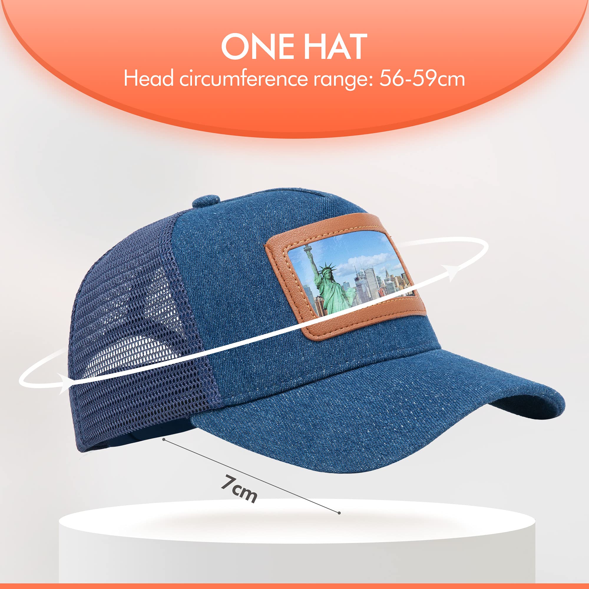 zowya Snapback Trucker Hats with Card Pocket Mesh Baseball Cap Breathable Retro Stitched Cotton for Men & Women, Blue