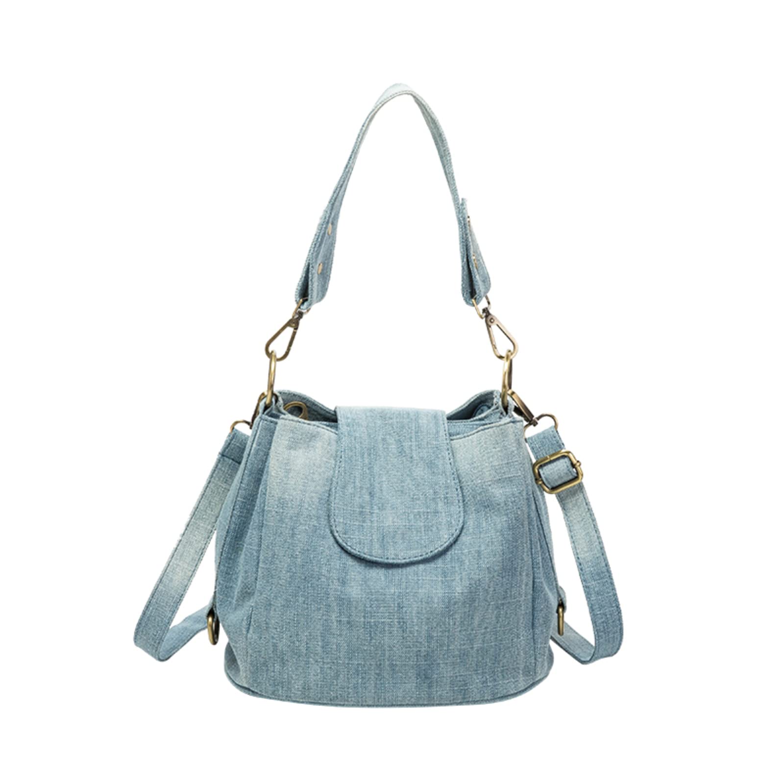 Women's Bag 2022 Trend Shoulder Bag Demin Bucket Small Size Tote Bag Crossbody Bag (light blue)