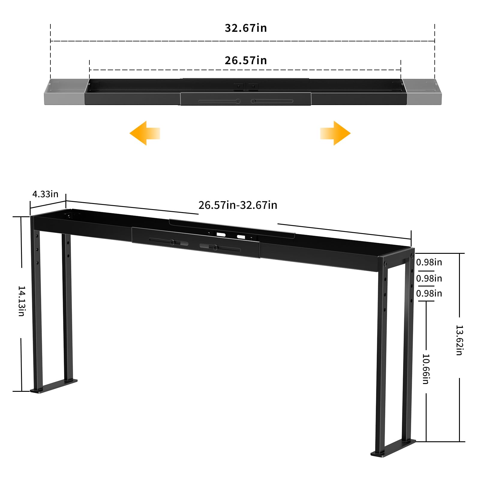 ZDDLOINP Spice Rack Shelf for Kitchen Stove, Adjustable 27 to 33 Inch Spice Rack Organizer Shelf, 4 Level Adjustable Height Spice Rack for Kitchen, Over the Stove Spice Shelf for Countertop, Black