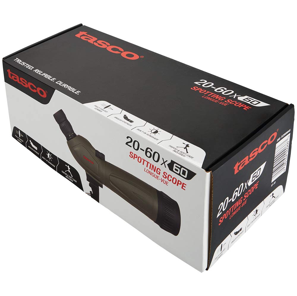 Tasco Spotting Scope 20-60x60 Zoom Eyepiece with Angled View and 60mm Objective Lens in Green TS20606045