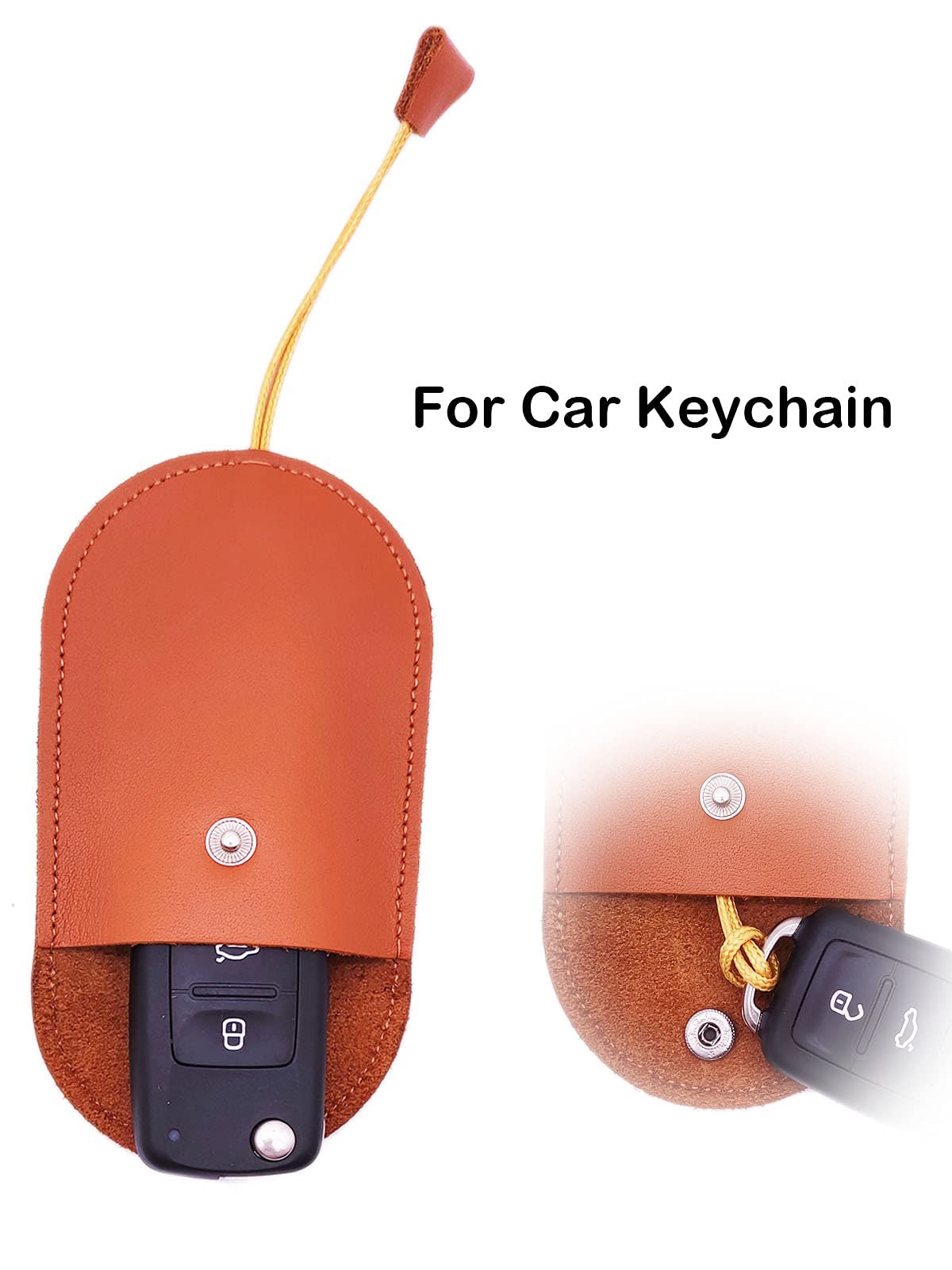 Y.L Car Key case,Genuine Leather Car Smart Key Chain Keychain Holder Metal Hook and Keyring for household keys and car keys