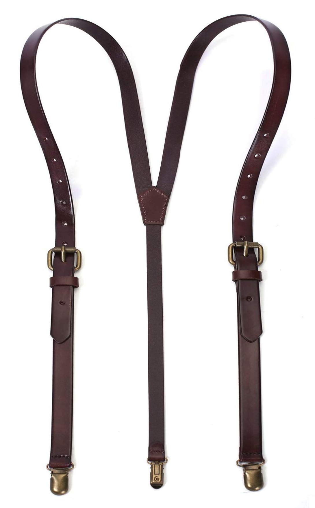 ROCKCOW Mens Leather Suspenders Adjustable Elastic Y Back Design for Wedding Christmas Party