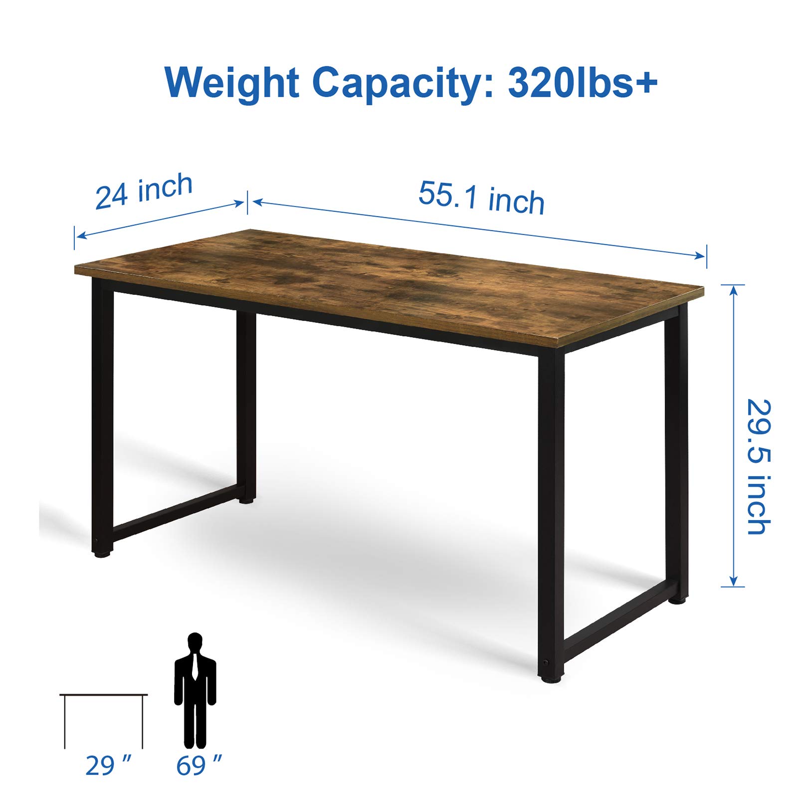 TIRI SMART Writing Desk 55 Inch Desk Office Desk for Home Office Modern Simple Style Computer Desk Laptop Study Table Office Desk Workstation Fiddle Back Figure