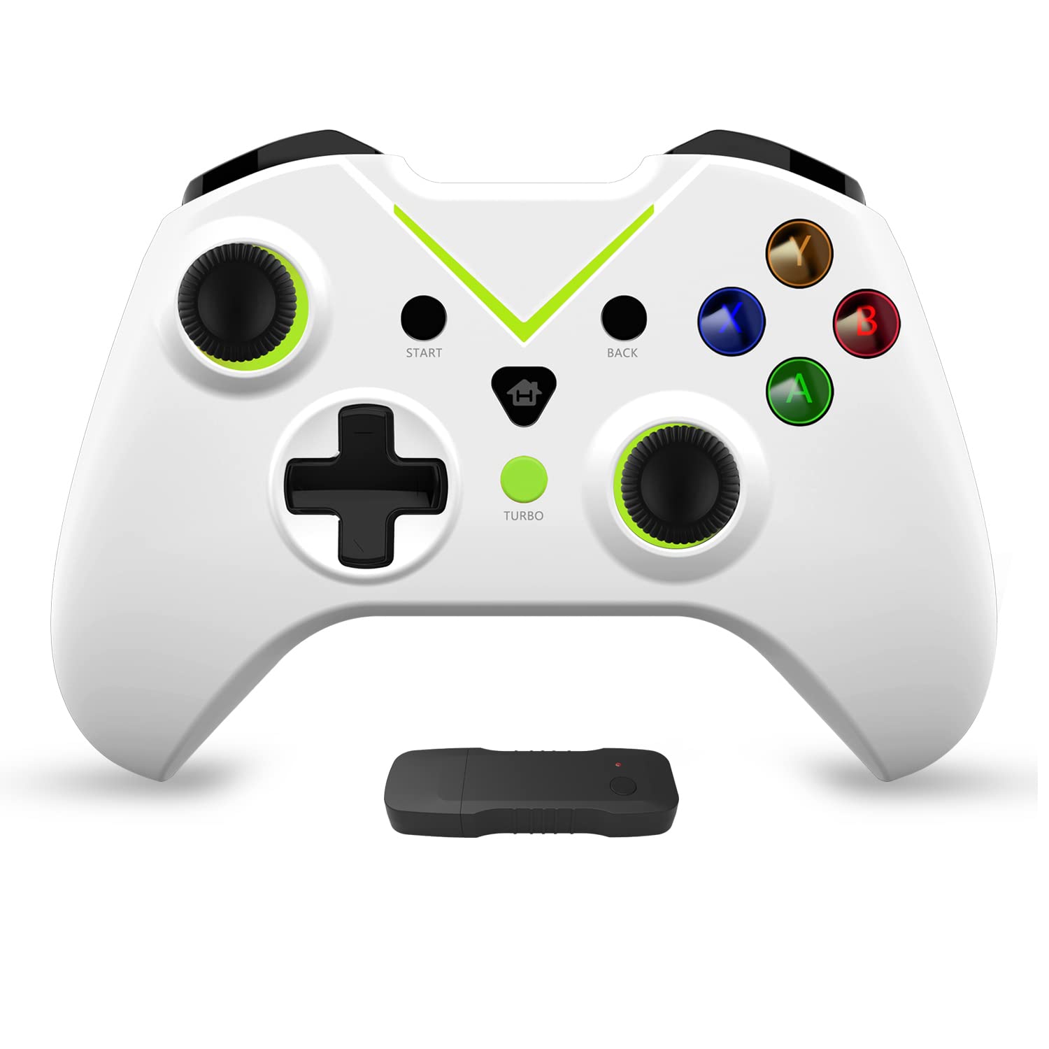 vebesco Xbox Controller - Turbo Gaming Controller, 2.4GHz Wireless High Data Rate Connection, Built with 2 Vibration Motors, Compatible with Xbox one, Xbox Series and PC Windows 7/8/10/XP, white