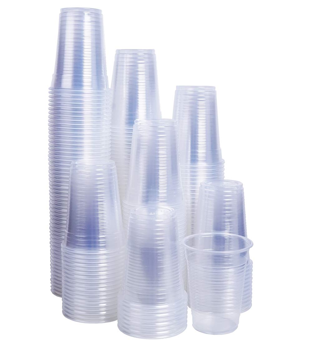 TashiBox 7 oz clear plastic cups - Disposable cold drink party cups (200 count)