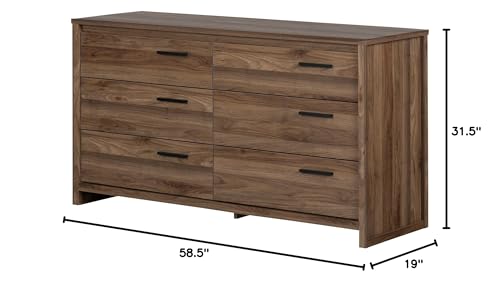 South Shore Tao 6-Drawer Double Dresser, Natural Walnut