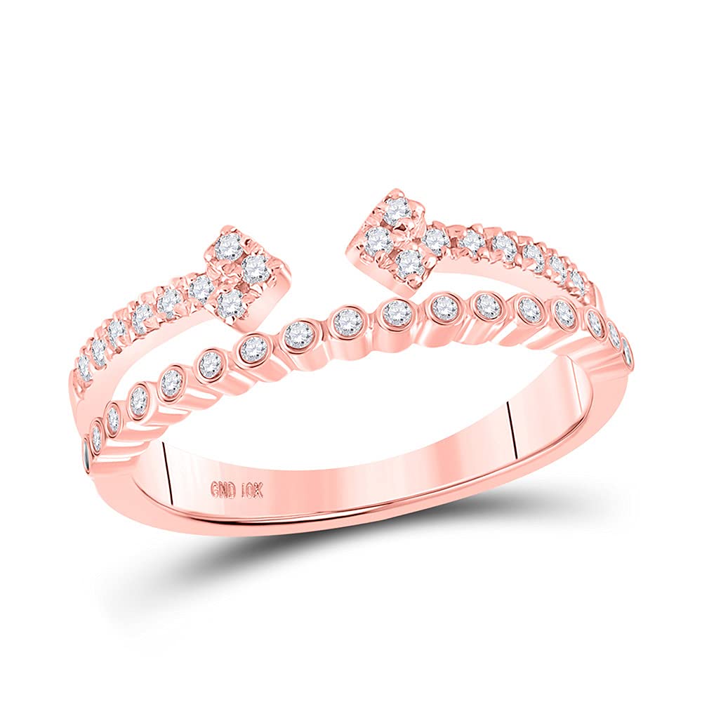 The Diamond Deal 10kt Rose Gold Womens Round Diamond Modern Fashion Ring 1/4 Cttw