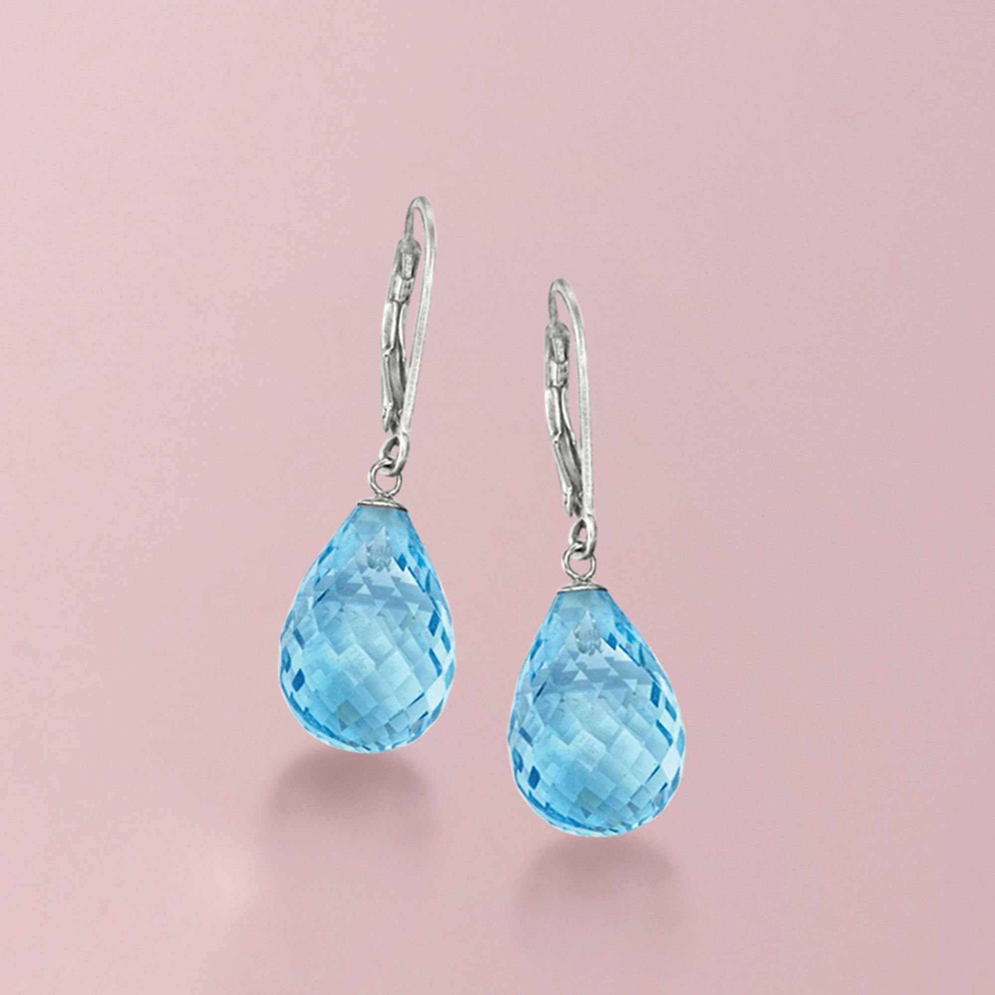 Ross-Simons 15.00 ct. t.w. Blue Topaz Drop Earrings in Sterling Silver