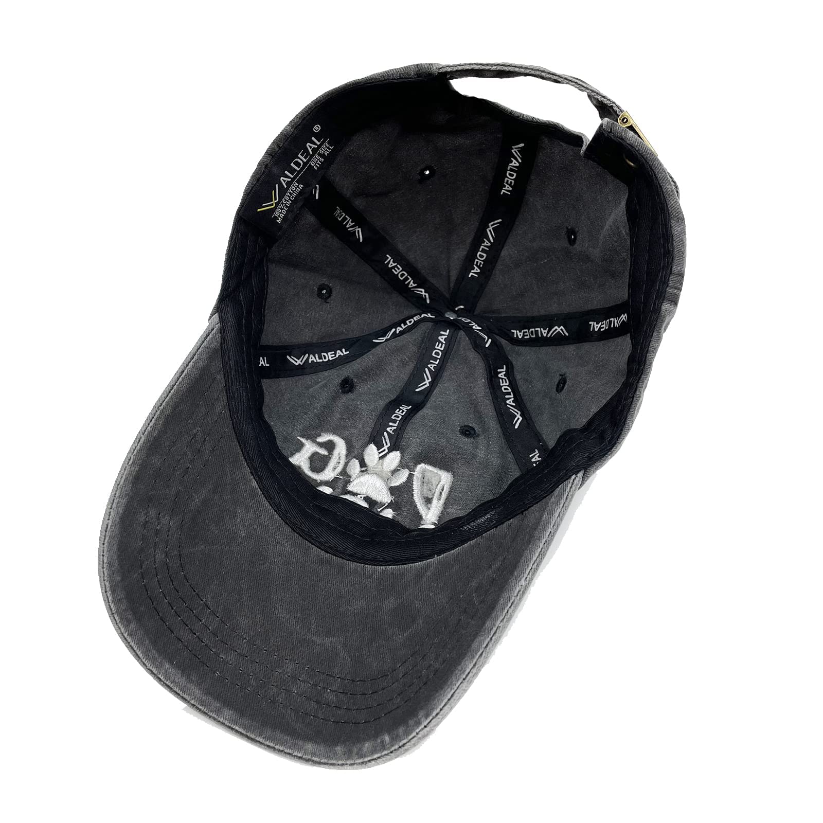 Waldeal Men's Baseball Cap Girl Dad Embroidery Vintage Distressed Unconstructed Hat-Black
