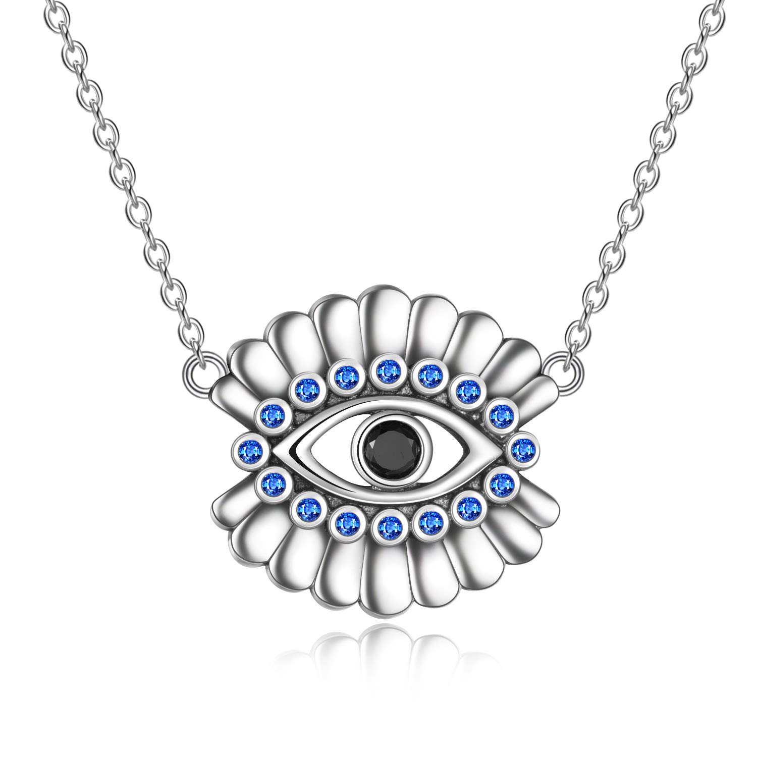 WINNICACA Evil Eye Necklace Sterling Silver Evil Eye Charm Necklace Good Luck Vintage Eye Pendant Jewelry Protection Gift for Women Friend Birthday - Mom gifts (Evil Eye 1)