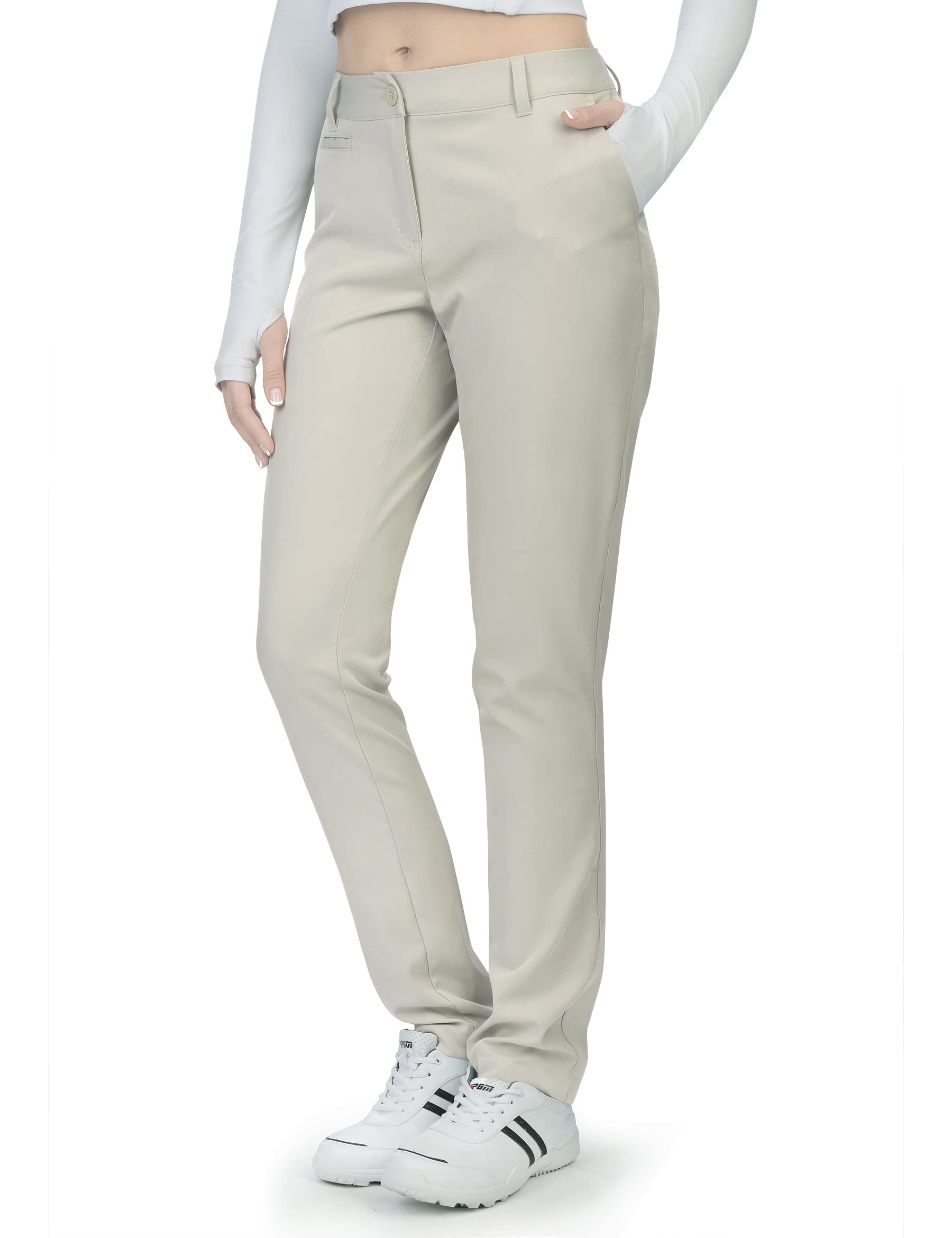 Women's Golf Pants Stretch Lightweight Straight Leg Quick Dry Work Casual with 5 Pockets, Beige 10