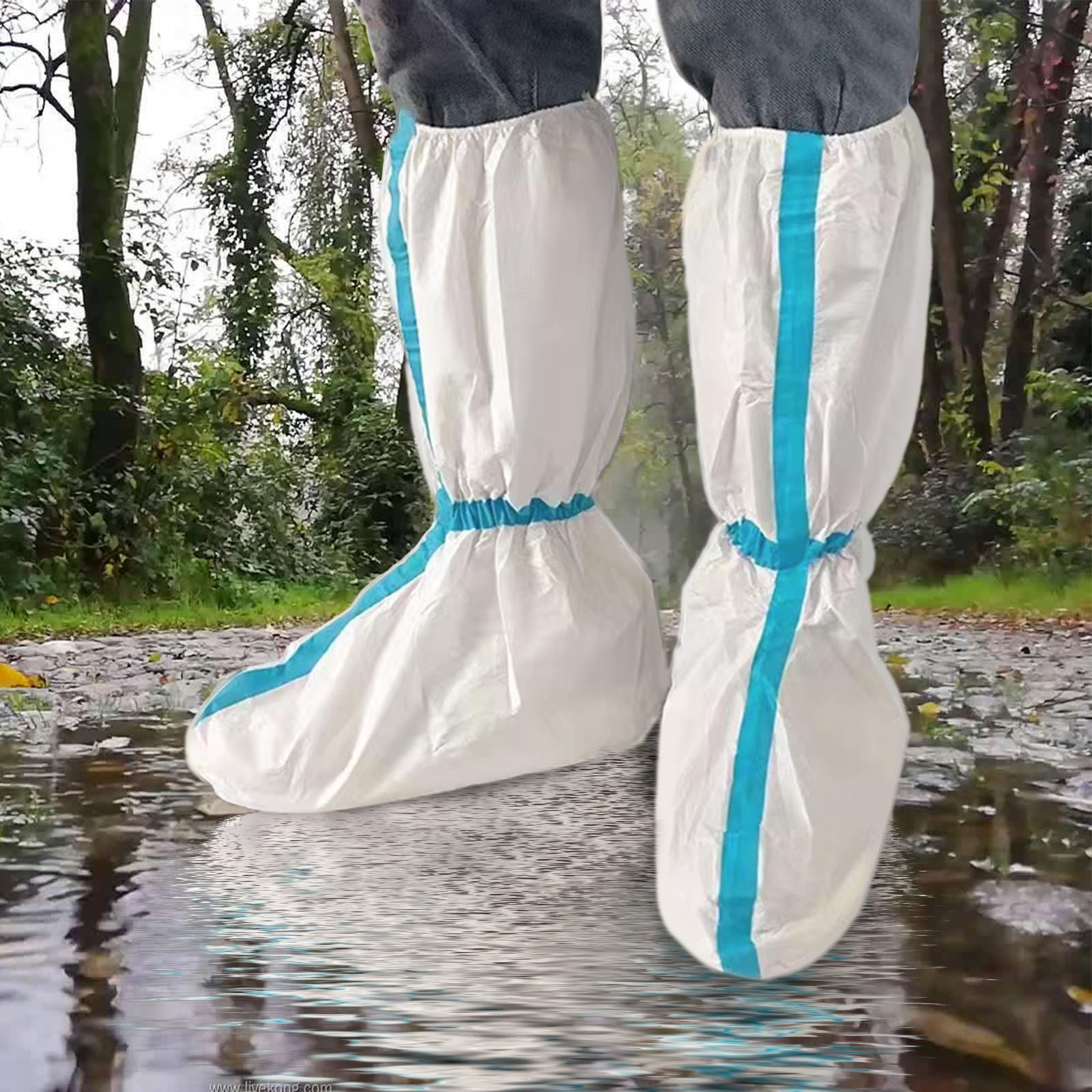 zfyoung 5 Pairs Disposable Boot and Shoe Covers,non-slip waterproof,Suitable for indoor and outdoor, catering, sanitation, disinfection protection, community protection