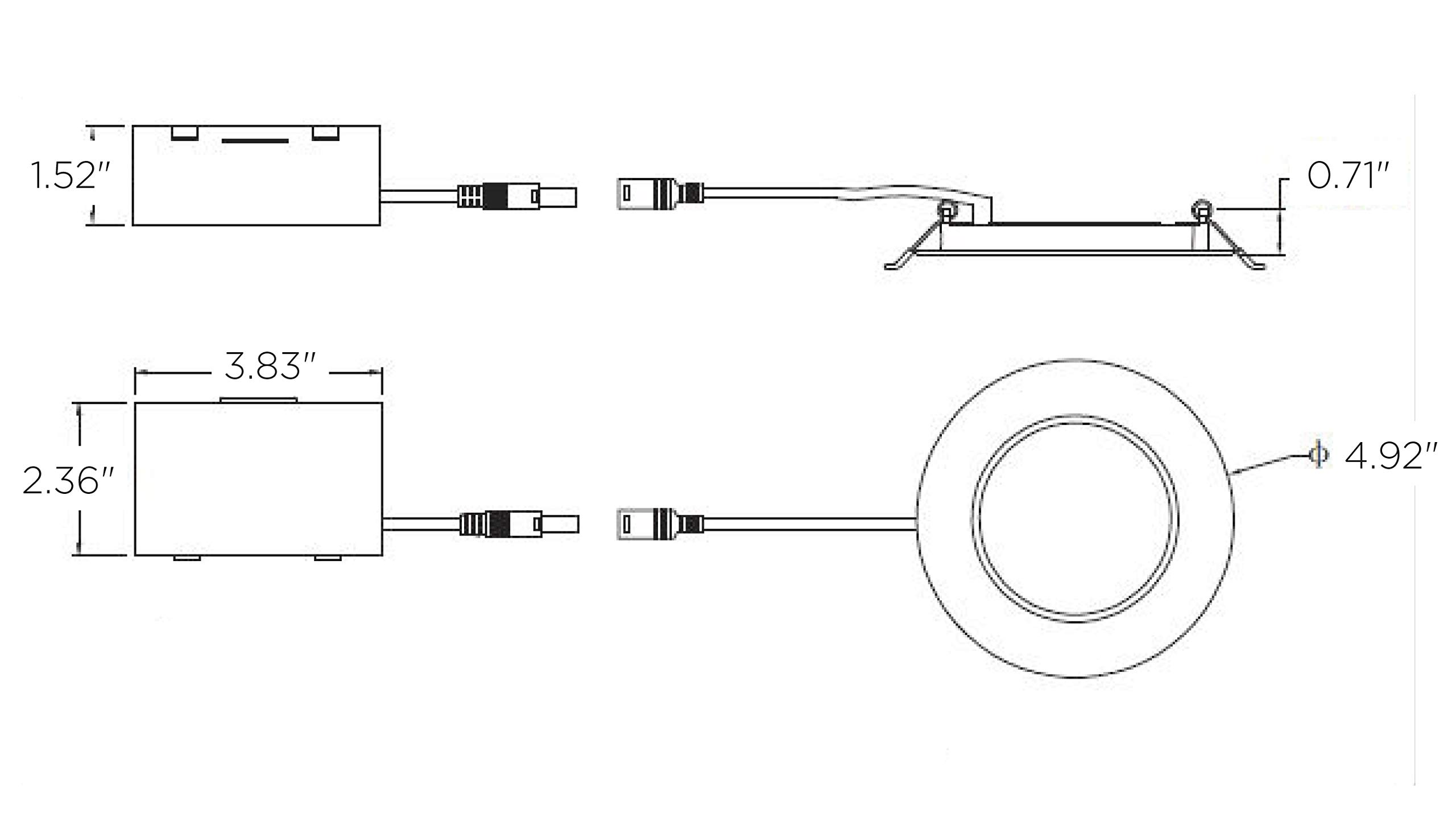 Topaz Lighting 77245 9W Slim 4" Dimmable Slim Recessed Ceiling Downlight Color Selectable, Easy to Install, Save Time and Money, Energy Efficient LED Lighting