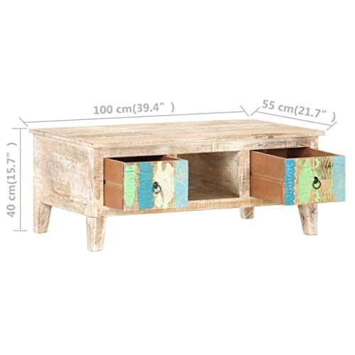 QJBSAVVA Coffee Table 39.4"x21.7"x15.7" Rough Acacia Wood,Center Table Low Table Folding Table Entrance Table Suitable for Meeting Rooms, Reception Rooms, Offices