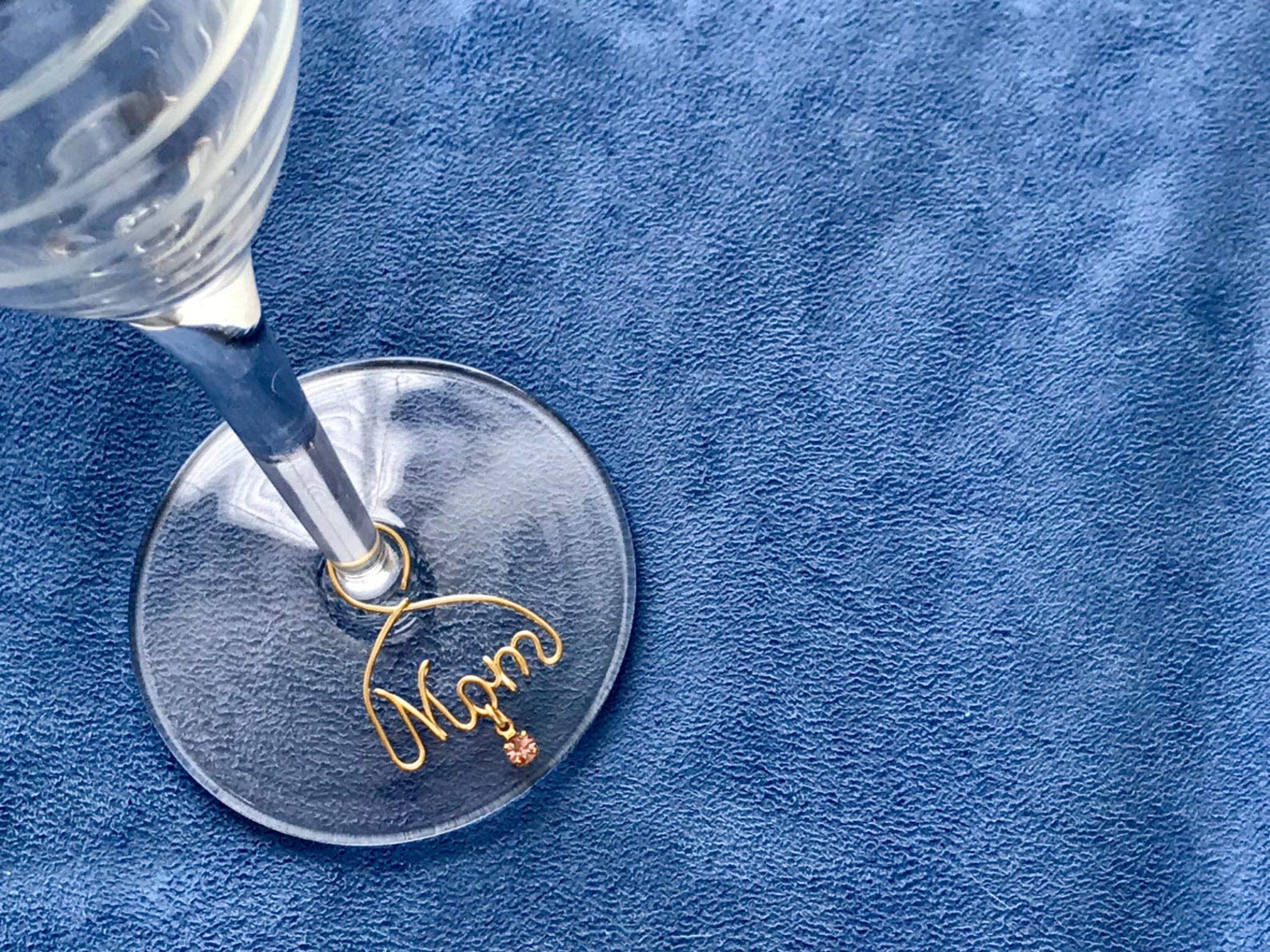 Personalized Wine Charm~Wine Glass Charm~Wire Name~17 pretty colors to choose from~Swarovski Birthstones~Handmade~Unique Gift for the Wine lover in your life