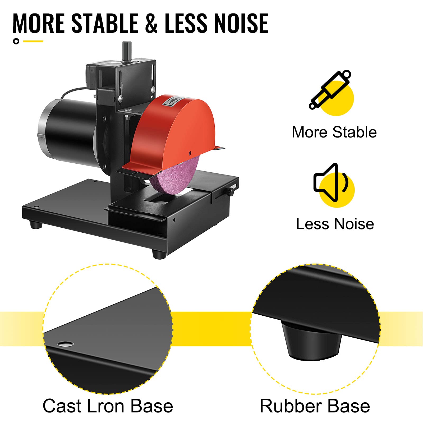 VEVOR Blade Grinder 1/2 HP Lawn Mower Blade Grinder 1700 RPM Variable Speed Bench Grinder 8" Diameter Grinding Plate Power Bench Grinders with Pure Copper Motor for Blade or Tool Grinding in Garden