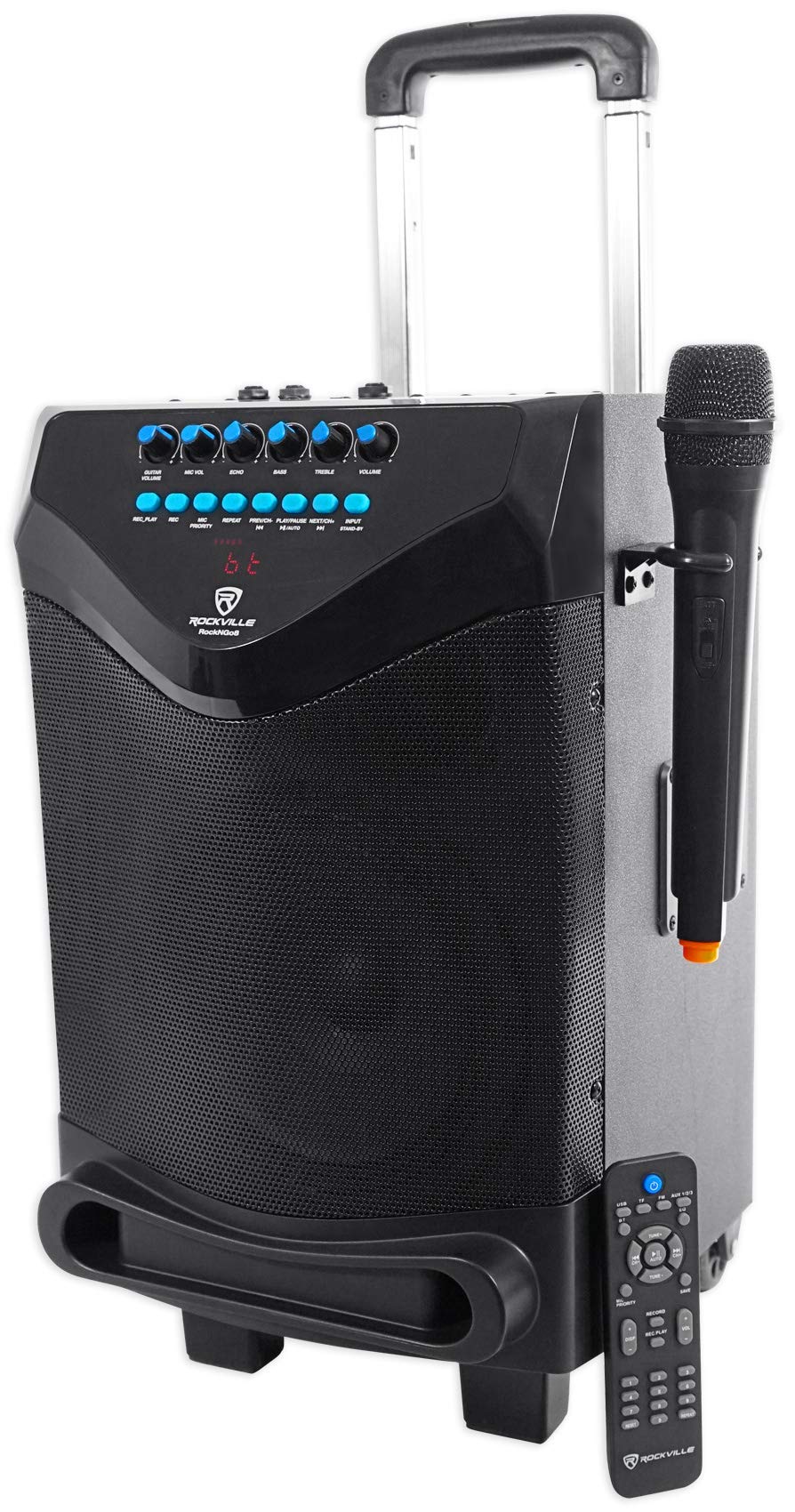 RockvilIe 8" Portable YouTube Bluetooth Karaoke Machine/System w/Wireless Mic
