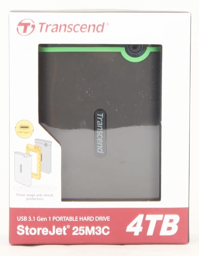 Transcend TS4TSJ25M3C 4TB USB 3.1 StoreJet Type-C Rugged External Hard Drive