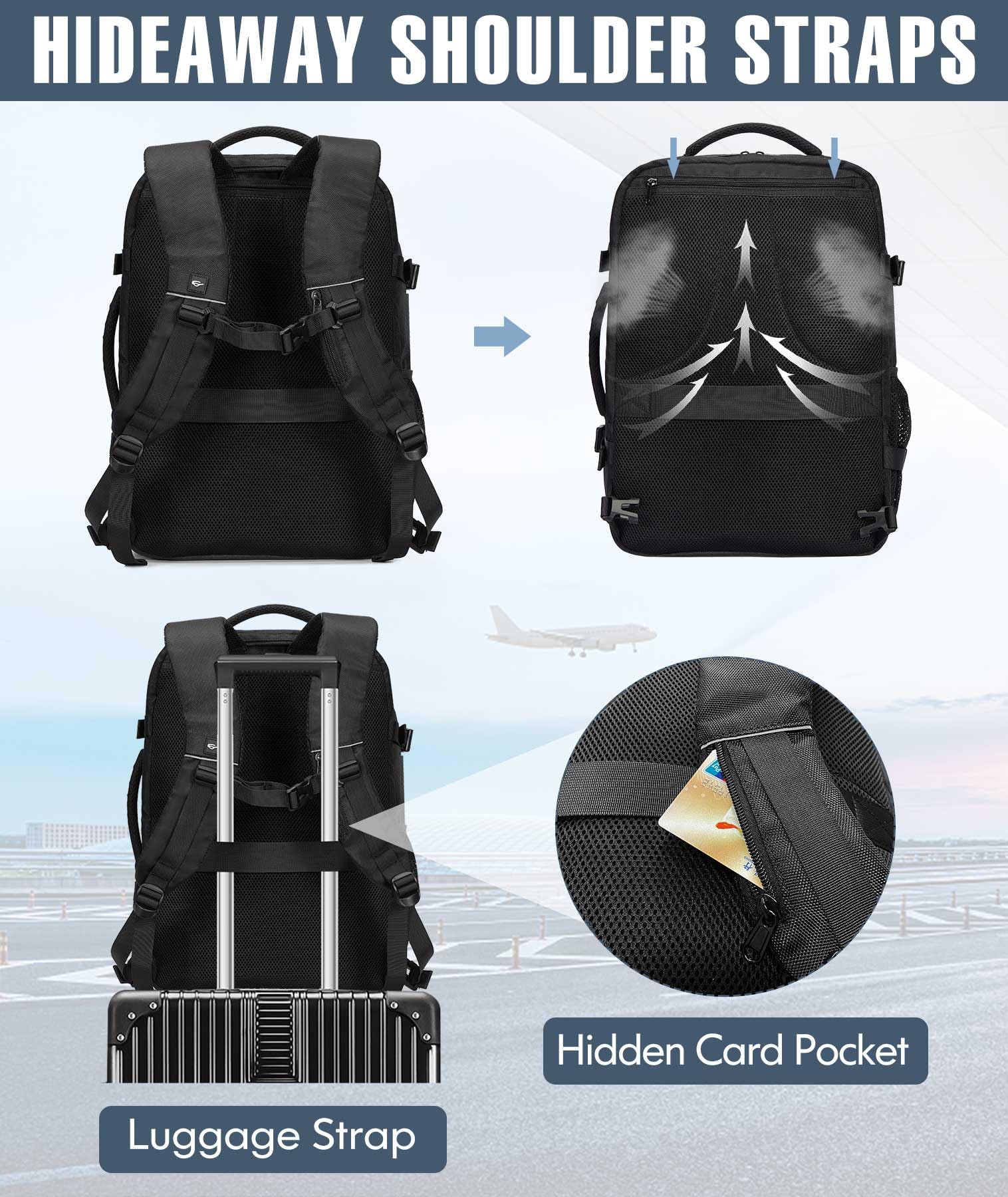 Travel Backpack for Men Women, 40L Large Flight Approved Carry on Backpack, Personal Item Luggage Backpack with 3 Packing Cubes, Water Resistant Weekender Daypack 17 Inch College Laptop Backpack Black