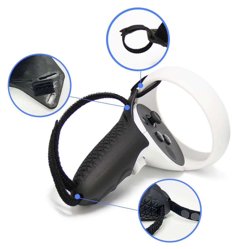 VRbrother Controller Grip Cover for Oculus Quest 2,Tied with a Three-Position Adjustable and Fixed,Hand Strap Adjustable Wrist Knuckle Strapstrap,VR Cover Accessories,Black