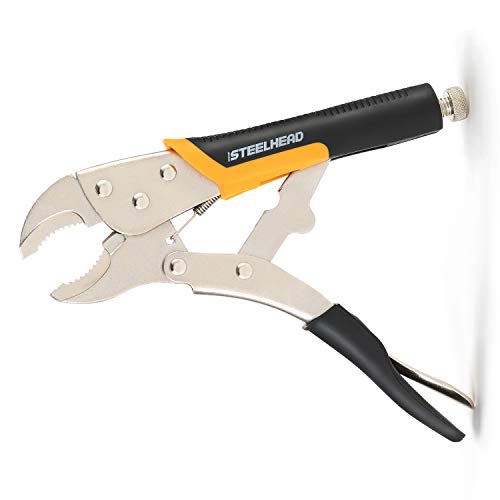 STEELHEAD 3-Piece Locking Pliers Set, 10-inch Curved Jaw, 7-Inch Curved Jaw & 6-1/2β Long Nose Straight Jaw, Integrated Wire Cutter, USA-Based Support