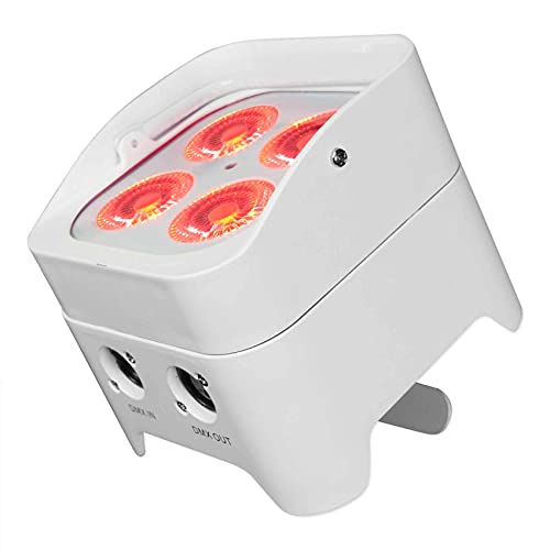 Rockville Best Pack 50 White (8) Battery Wash Lights+Wireless DMX+Charging Case