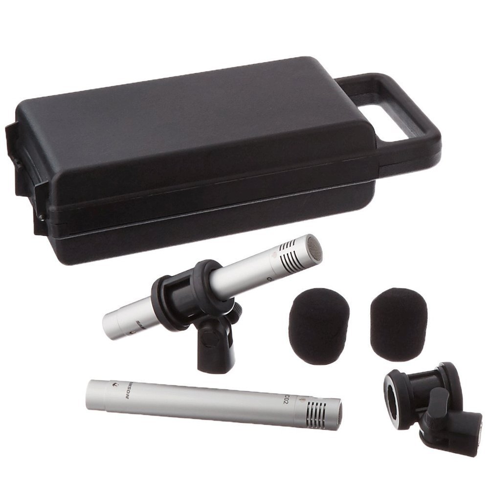 Samson C02 Pencil Condenser Microphones + 2 Mic Stands + 2 Mic Cables + Strapeez - Top Value Bundle