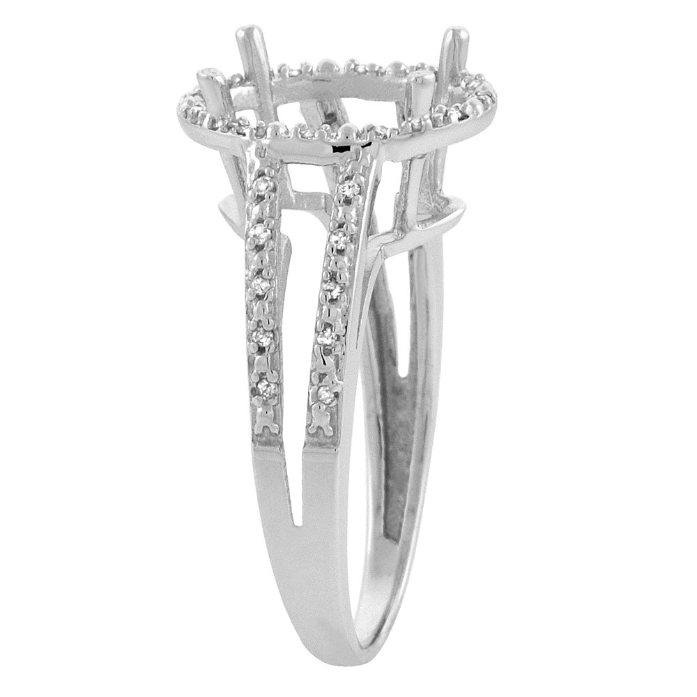 Sterling Silver Diamond Halo Sleeping Beauty Turquoise Ring Oval 11x9mm, 7/16 inch wide, size 8