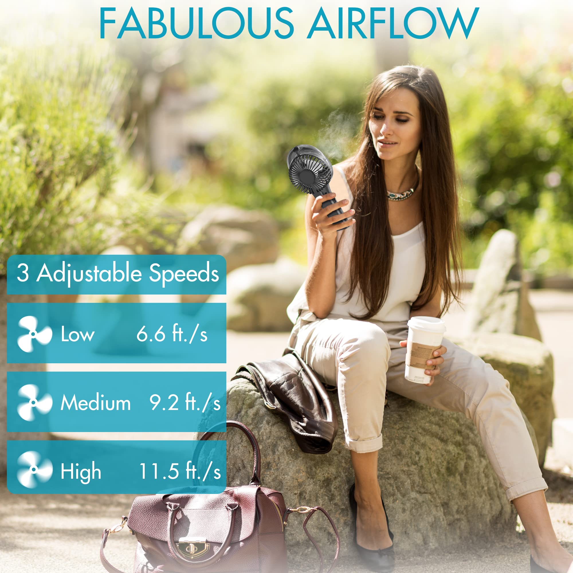 Super Mini Handheld Fan, Pocket Size Portable Battery Fan with Max 18 Hours Working Time, Strong Airflow, 3 Speeds, Natural Wind Mode, Removable Base Personal Fan For Home, Office (Pink))