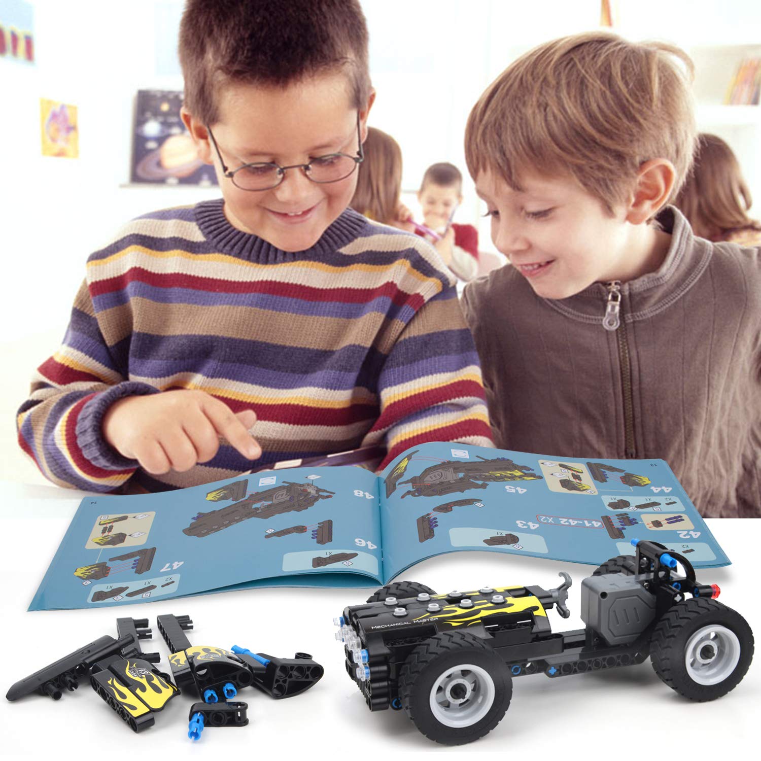 STEM Building Toys Kit, Snap Together Pull Back Car for Kids, Off-Road for 6, 7,8 and 9＋Year Old Boys and Girls(177pcs)